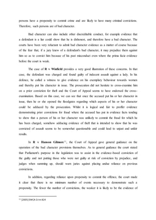 ADMISSIBILITY OF BAD CHARACTER LAW IN UNITED KINGDOM | DOCX