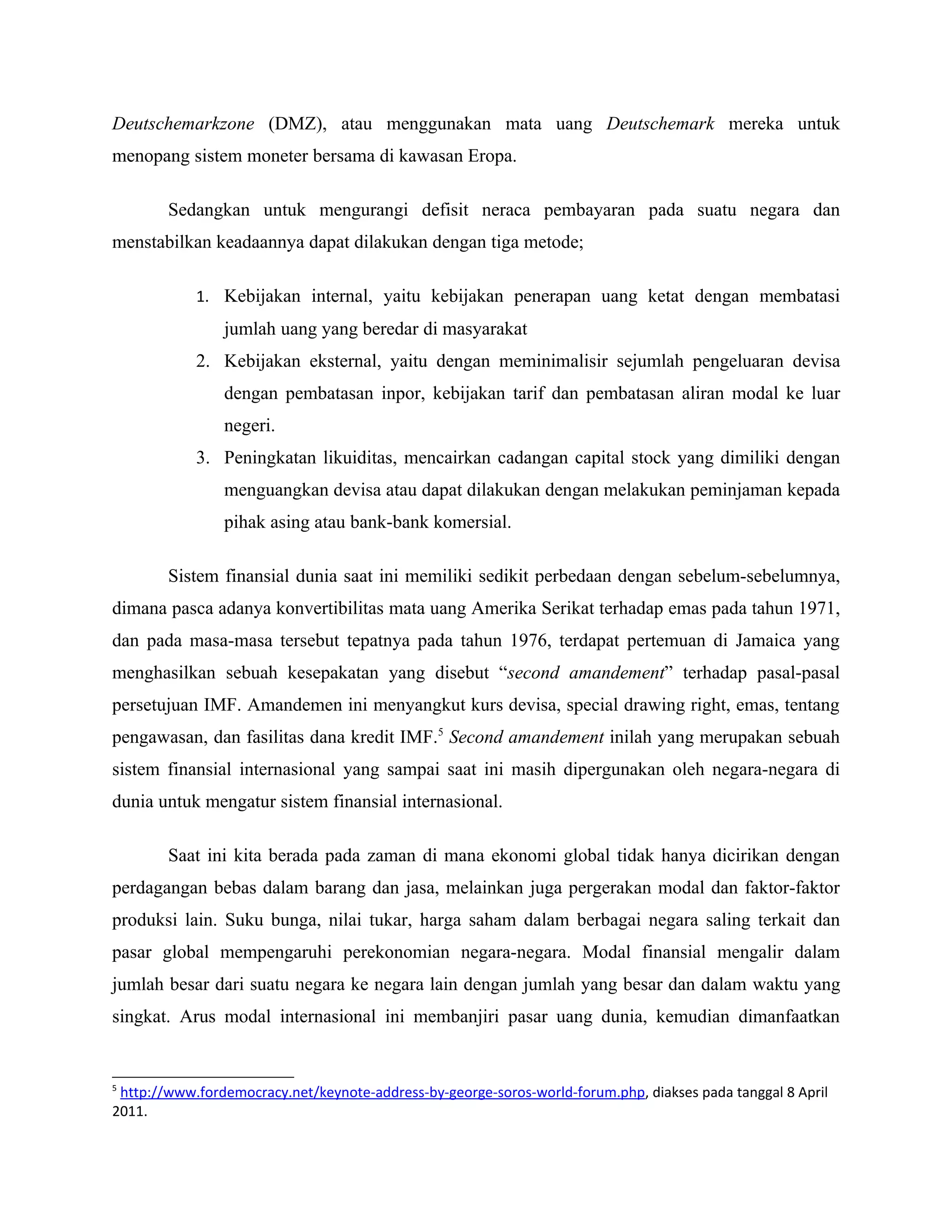 Esai rezim keuangan internasional | DOC