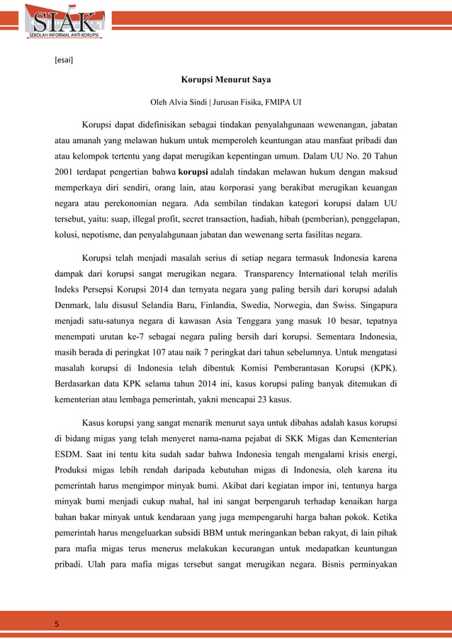 Korupsi Menurut Saya | PDF