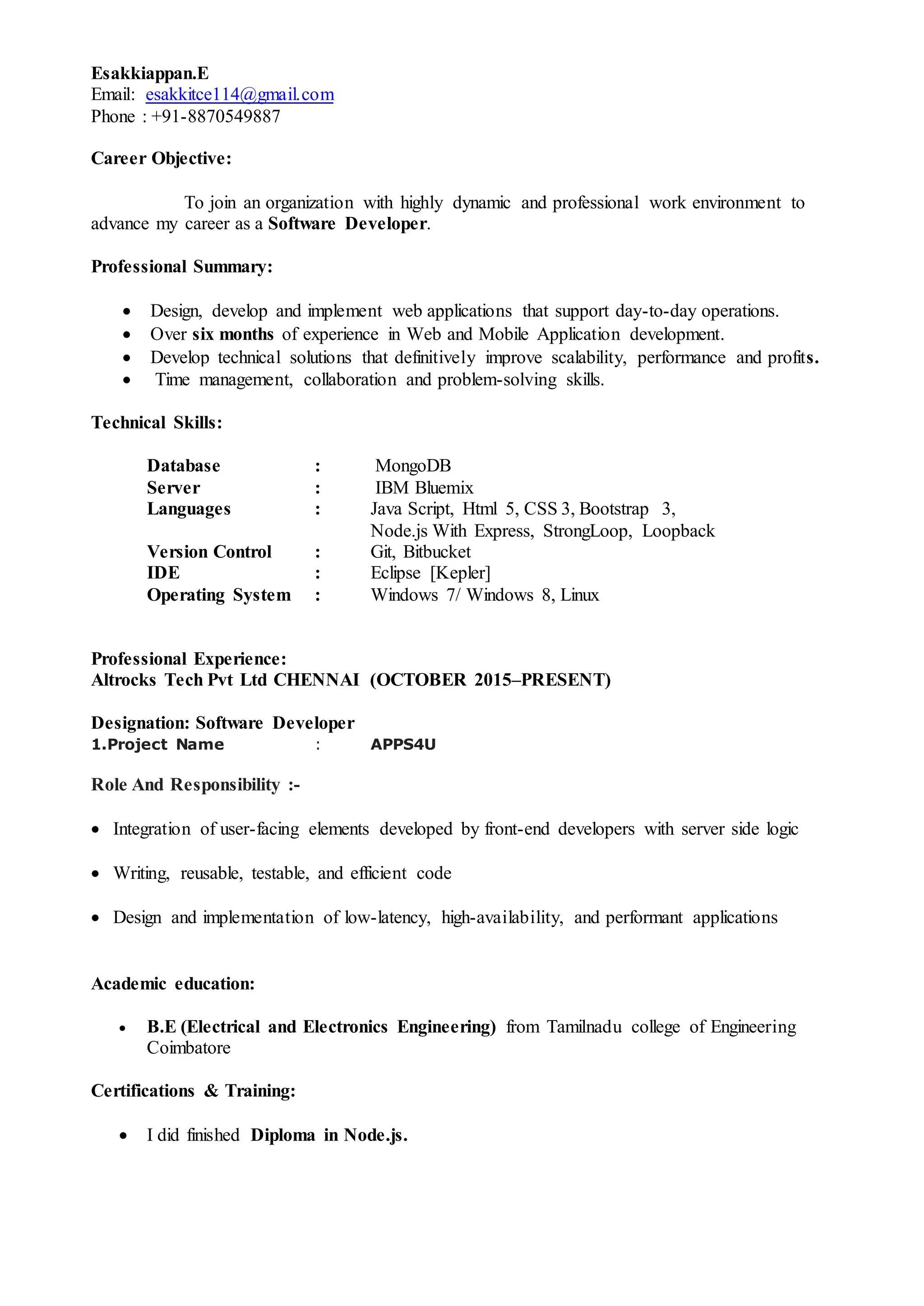 Esakkiappan | DOCX | Web Development | Internet