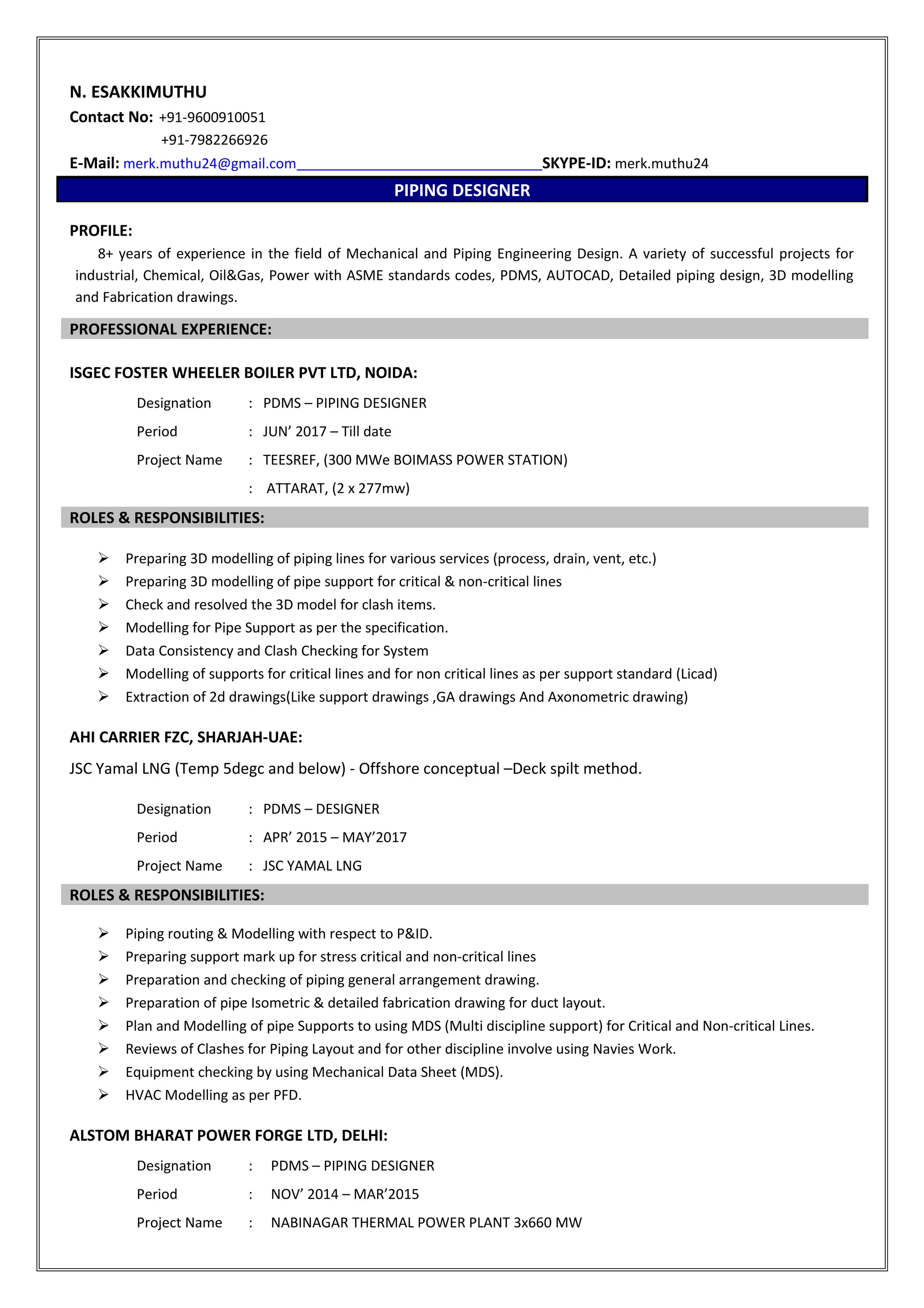 PIPING DESIGNER | DOC