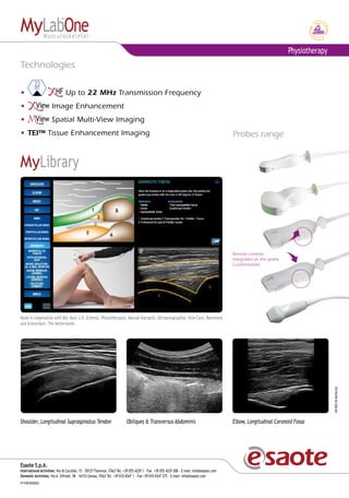 Esaote MyLab One - Physiotherapy | PDF | Physical Therapy | Wellness