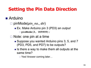 The document provides an overview of the Arduino platform for beginners ...