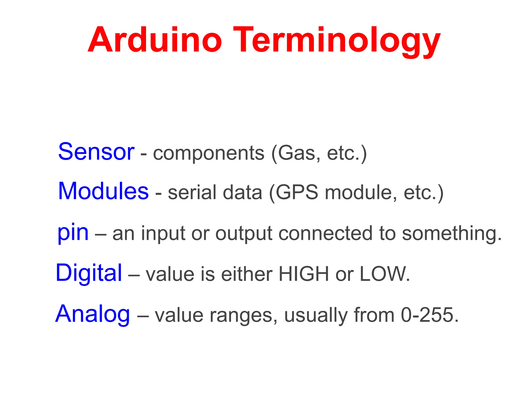 The document proceeds to explain the main components of an Arduino Uno board such as the power ...