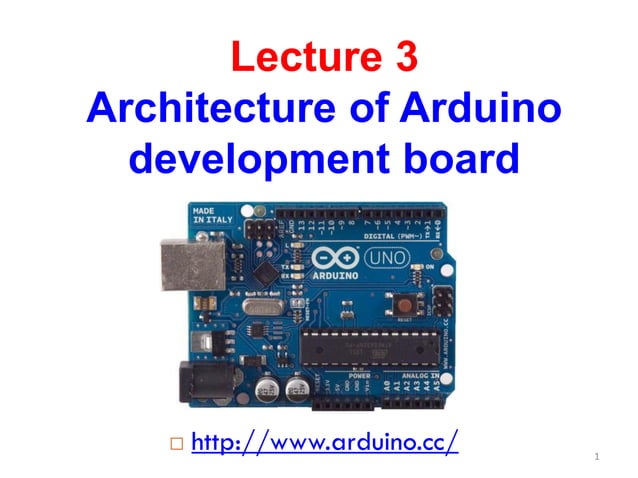 The document proceeds to explain the main components of an Arduino Uno ...