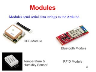 The document proceeds to explain the main components of an Arduino Uno ...