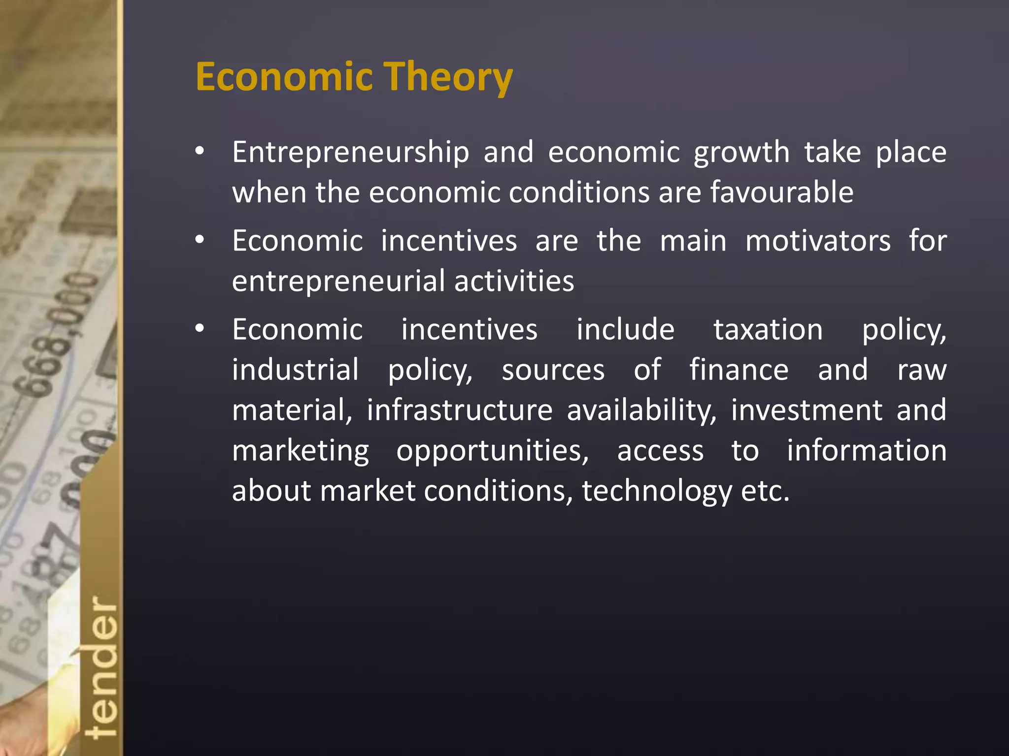 Economic and Psychological theories of Entrepreneurial motivation | PPTX