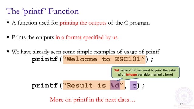 IITK ESC 111M Lec02.pptx . | PPTX | Programming Languages | Computing