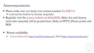 IITK ESC 111M Lec02.pptx . | PPTX | Programming Languages | Computing