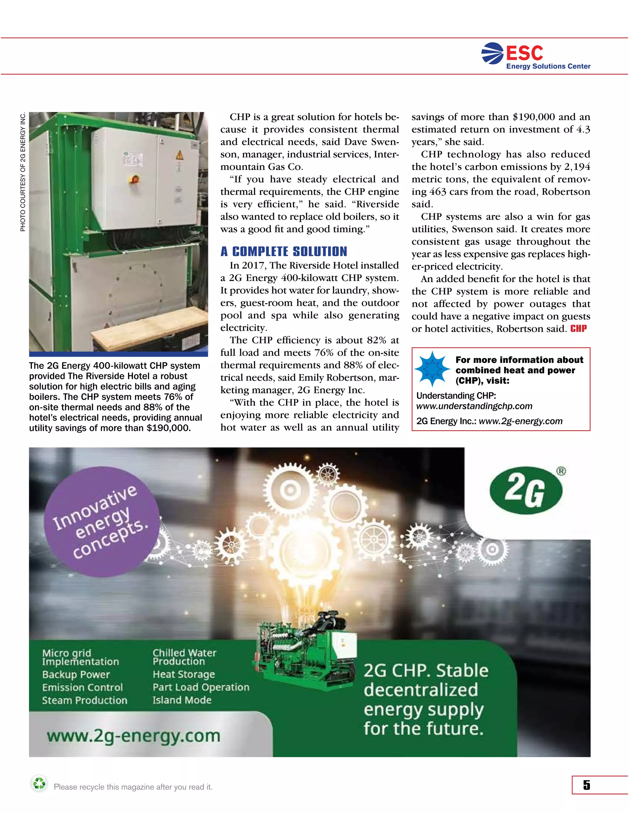 2G Energy Hotel CHP Case Study | PDF