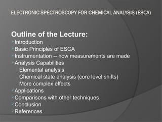 ESCA Introduction to Surface analysis surface chemistry | PPTX