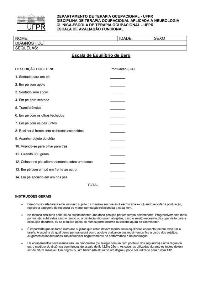 Escala de berg | PDF