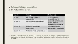 Escala de Hinchey para diverticulitis; Cirugía | PPTX