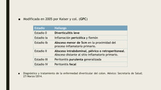 Escala de Hinchey para diverticulitis; Cirugía | PPTX