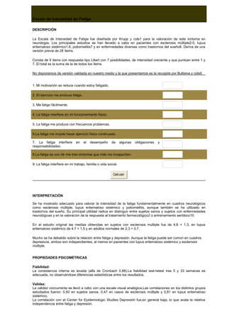 Escala de intensidad de fatiga | DOC