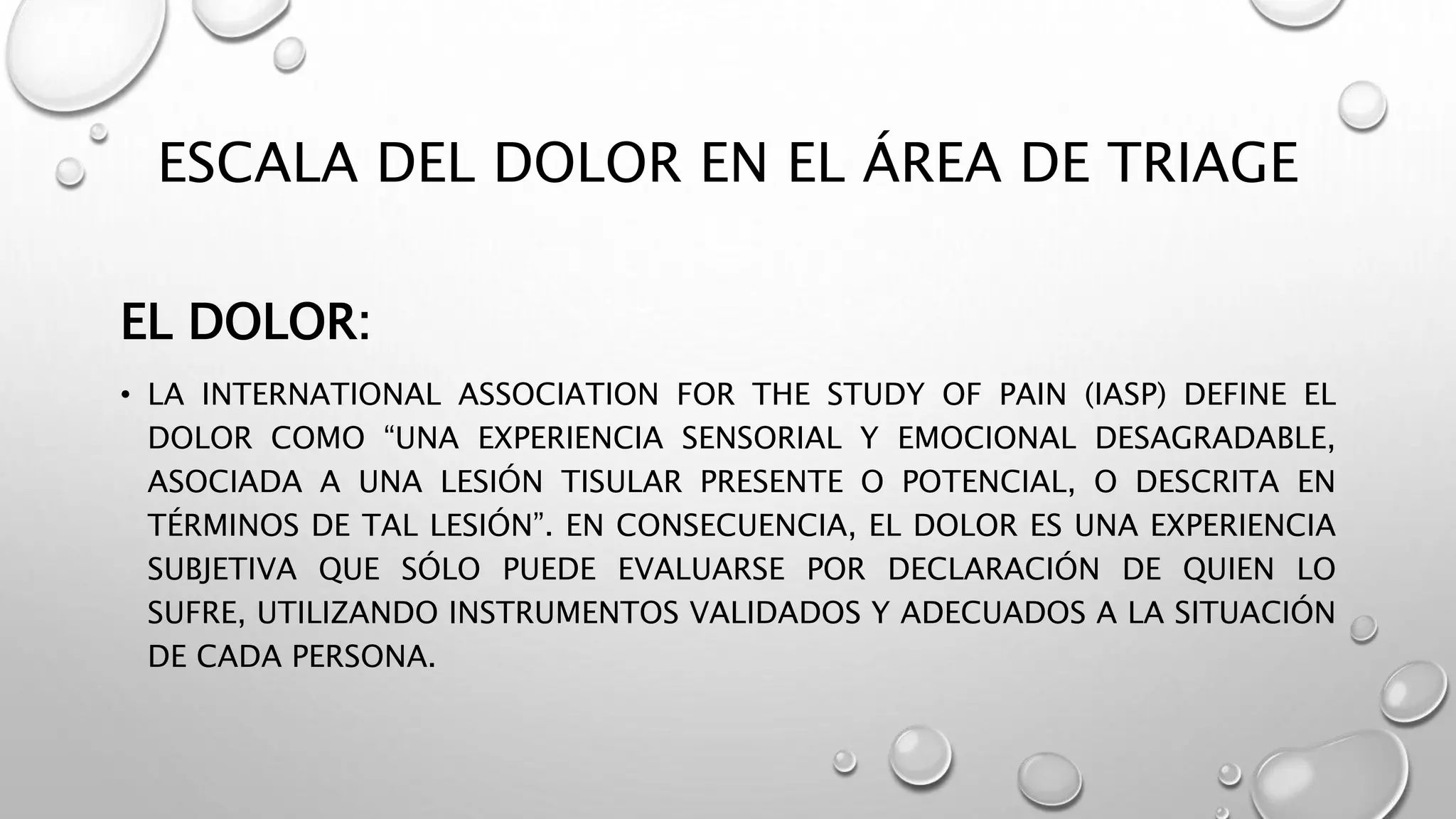 Escala del dolor en el Área de TRIAGE | PPTX