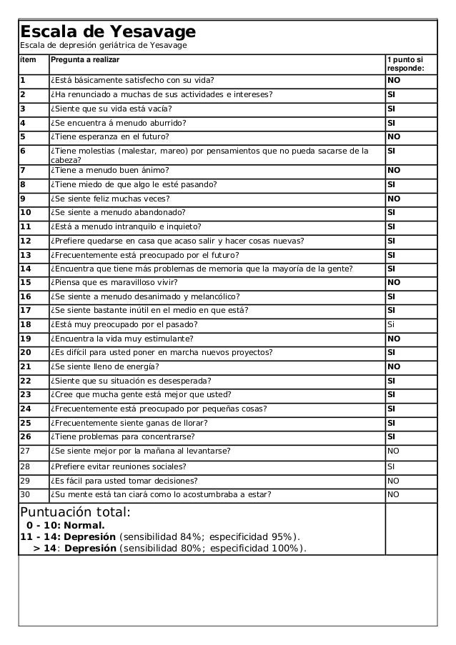 Escala de yesavage