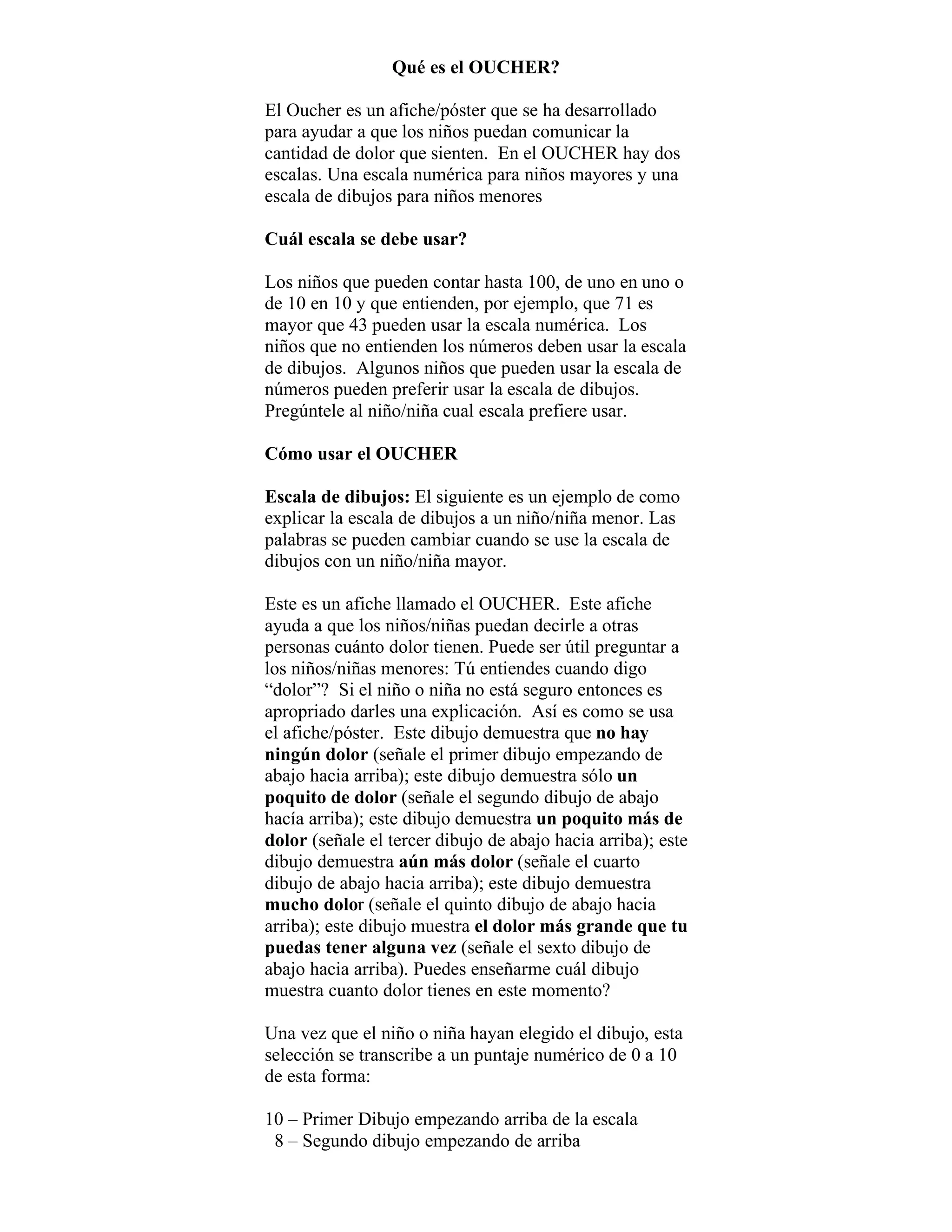 Escala oucher | PDF