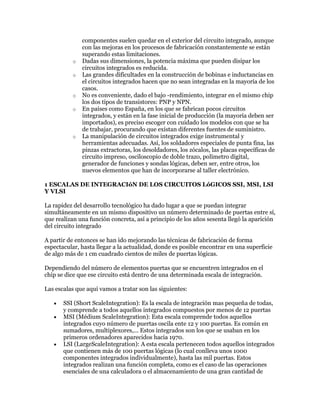 Escalas de integración de los circuitos lógicos ssi | DOCX