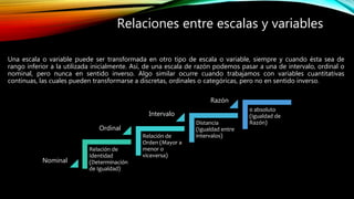 Escalas o Niveles de medición (estadística) | PPTX