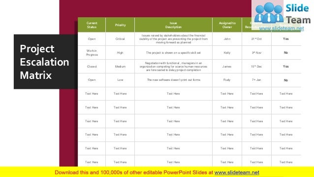 Escalation Matrix Template PowerPoint Presentation Slides