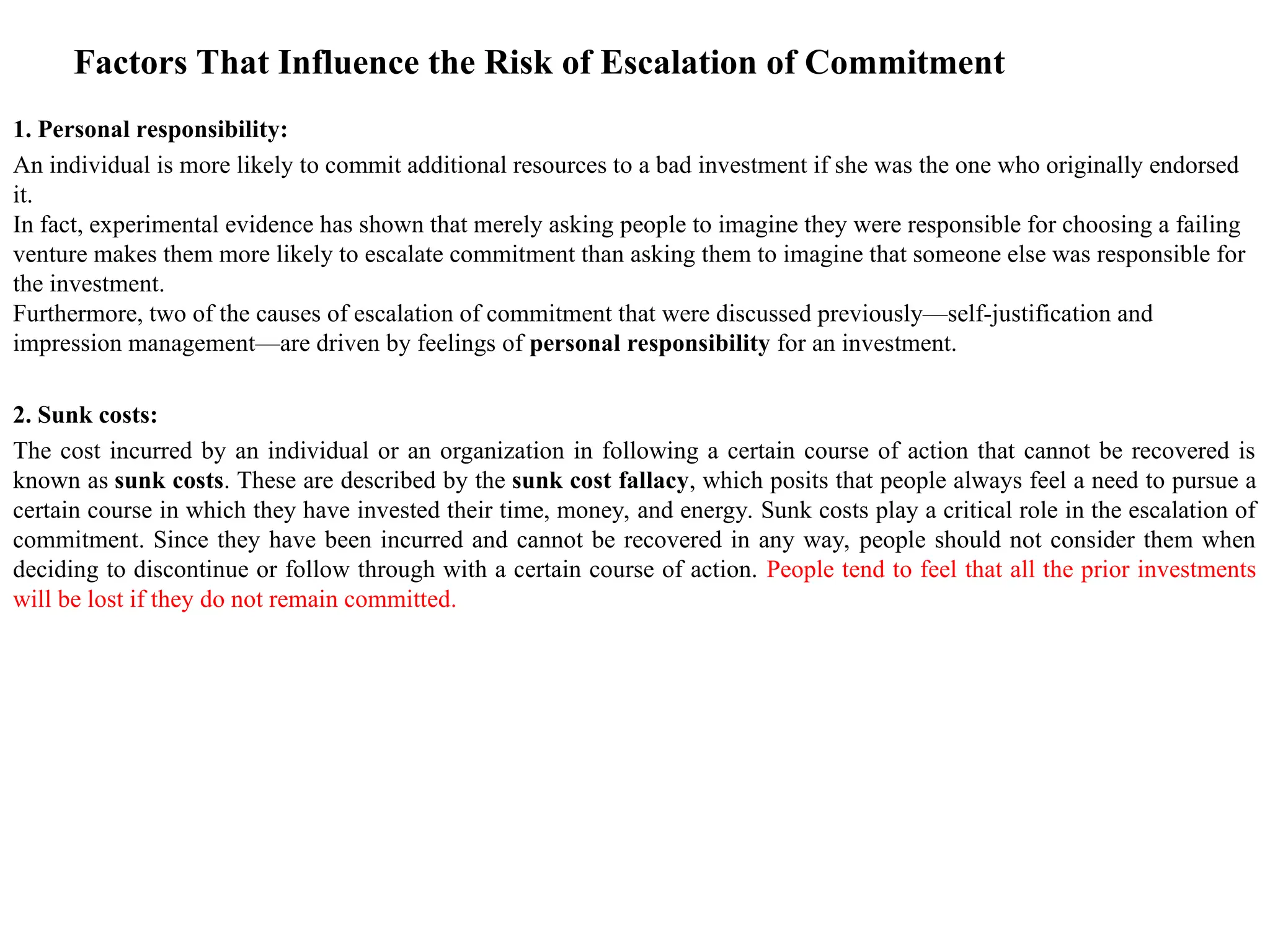 cognitive bias: Escalation of Commitment | PPT