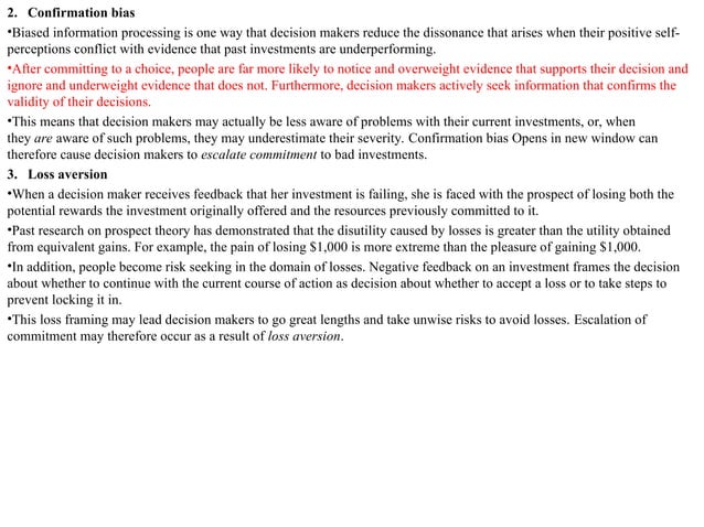 cognitive bias: Escalation of Commitment | PPT | Personal Investing | Personal Finance