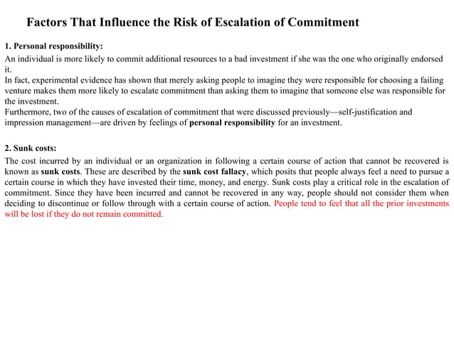 cognitive bias: Escalation of Commitment | PPT | Personal Investing | Personal Finance
