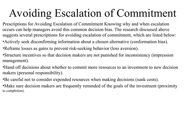 cognitive bias: Escalation of Commitment | PPT | Personal Investing | Personal Finance