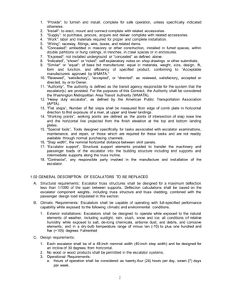 Escalator replacement specifications rev 2 consolidated comments | DOCX