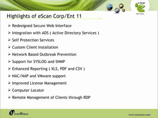 eScan version 11 for Corporate & Enterprises | PPT