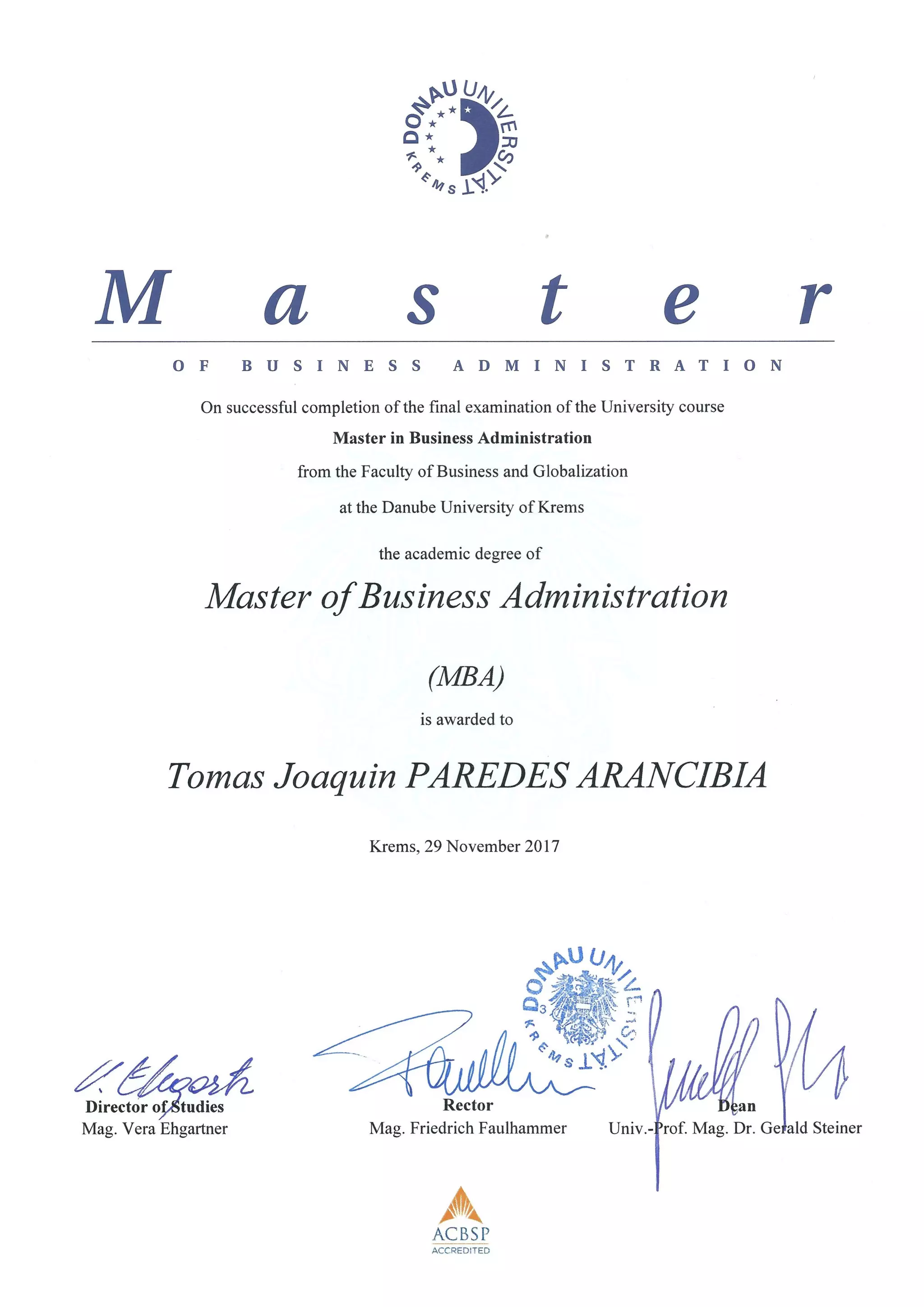 Master of Business Administration (MBA) Certificate | PDF