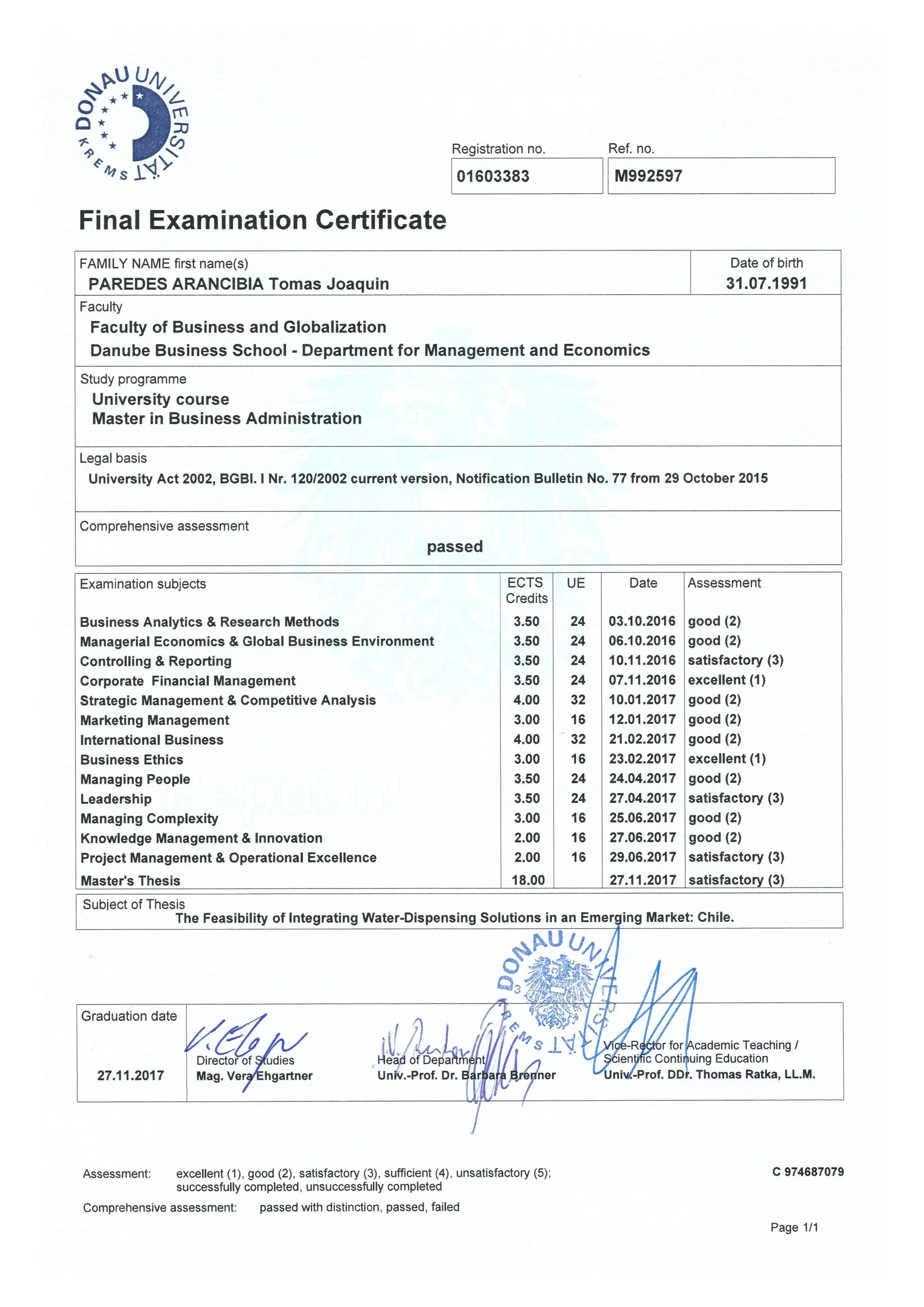 Master of Business Administration (MBA) Certificate | PDF