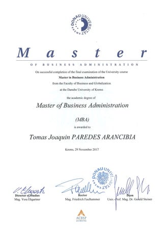 Master of Business Administration (MBA) Certificate | PDF ...