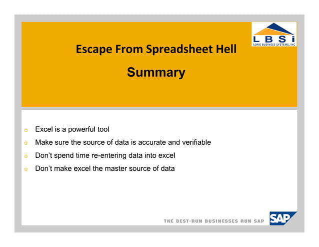 Escape From Spreadsheet Hell | PDF | Databases | Computer Software and ...