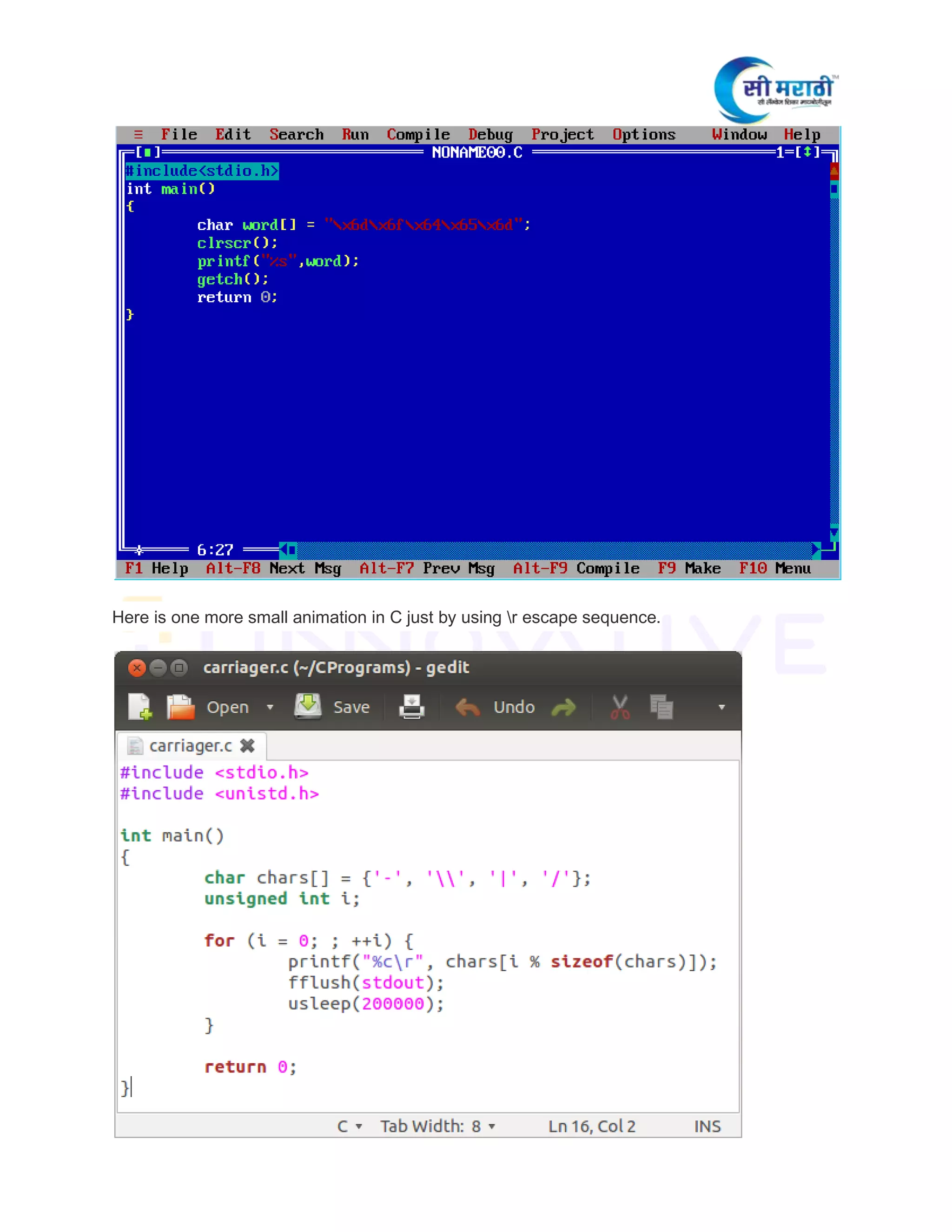 Escape Sequence In C Part 1 Pdf