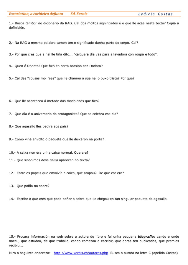 Escarlatina, a cociñeira defunta | PDF