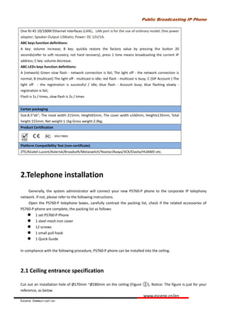 Escene ceiling public broadcasting ip phone ps760 user manual | PDF