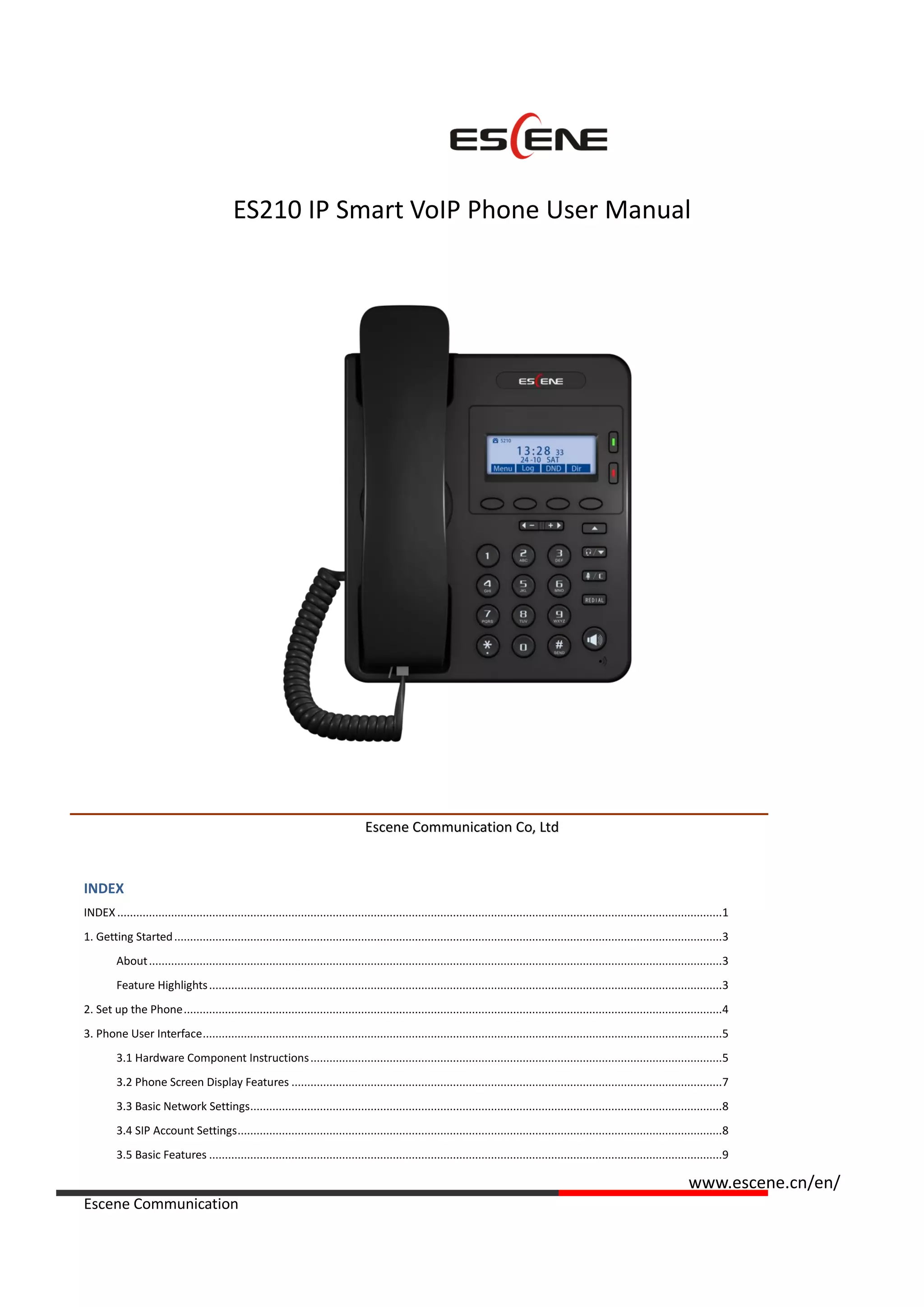 Escene es210 ip phone user manual | PDF
