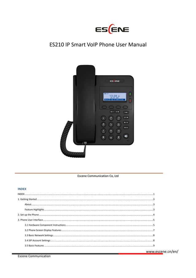 Escene es210 ip phone user manual | PDF