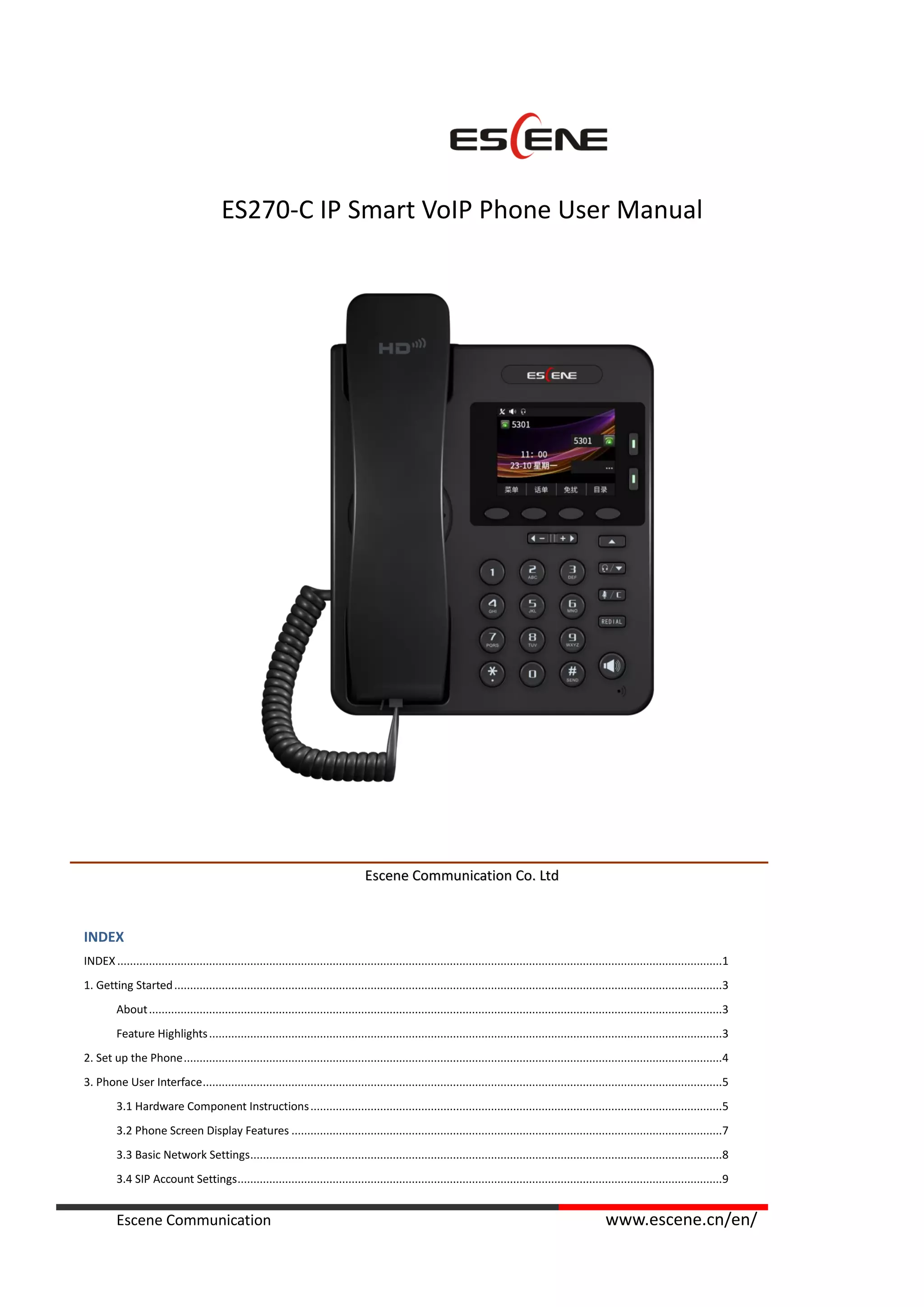 Escene es270 ip phone user manual | PDF