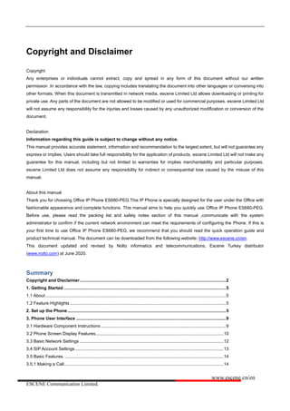 Escene es680 peg office ip phone user manual | PDF