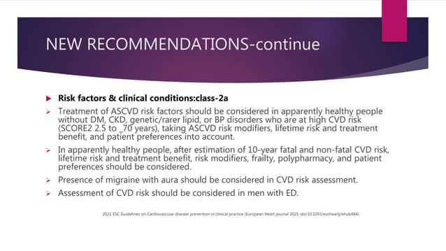 Esc Guideline For Cvd Prevention 2021 Pptx