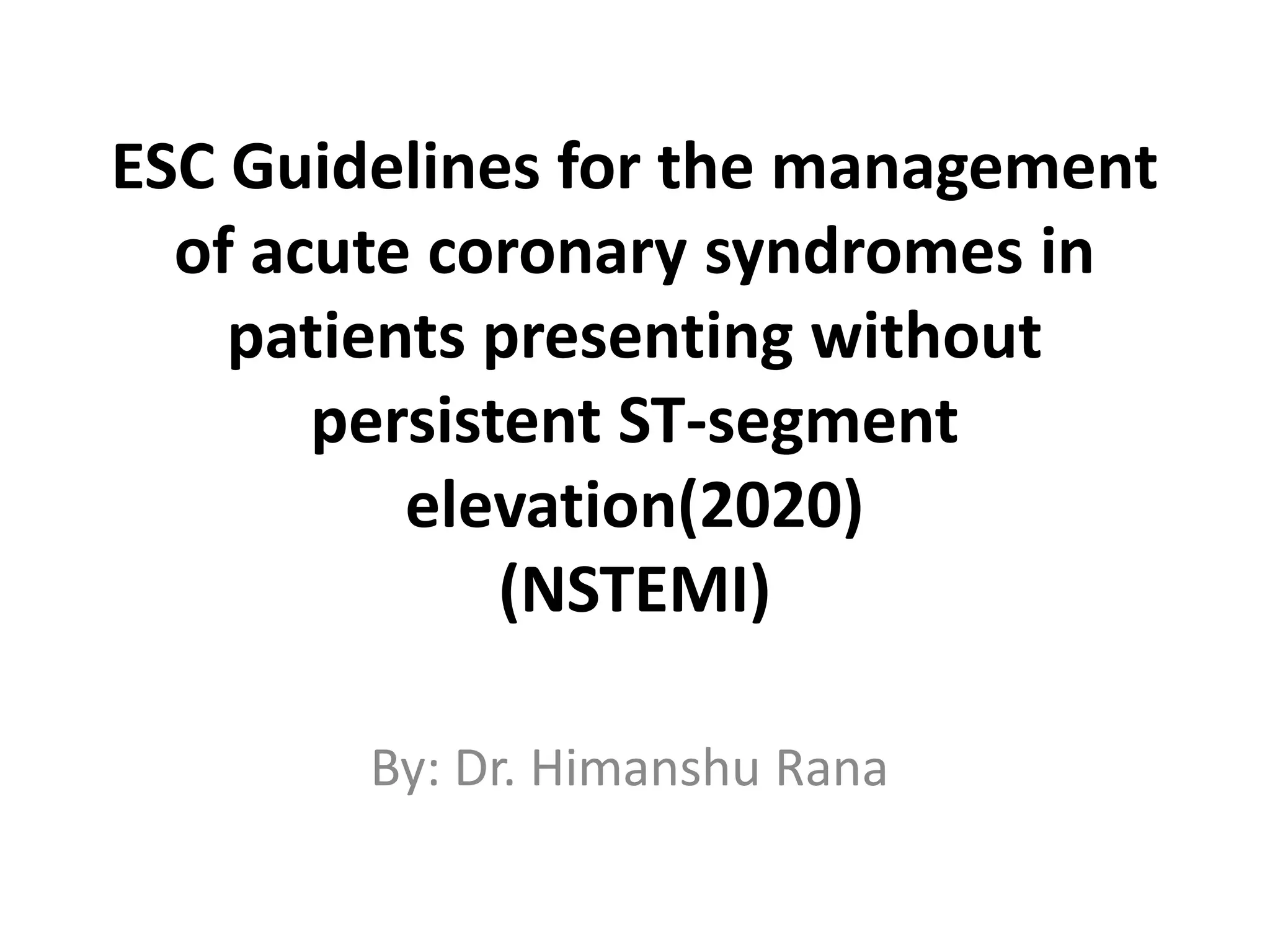 Esc 2020 guidelines for the management of acute coronary | PPTX