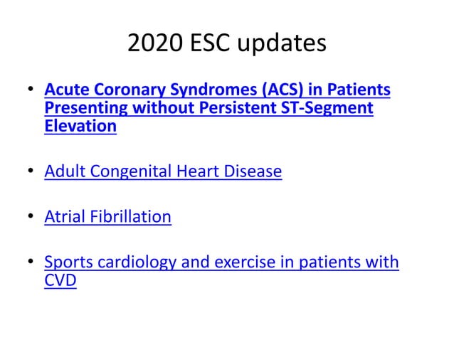 Esc 2020 guidelines for the management of acute coronary | PPTX | Heart ...