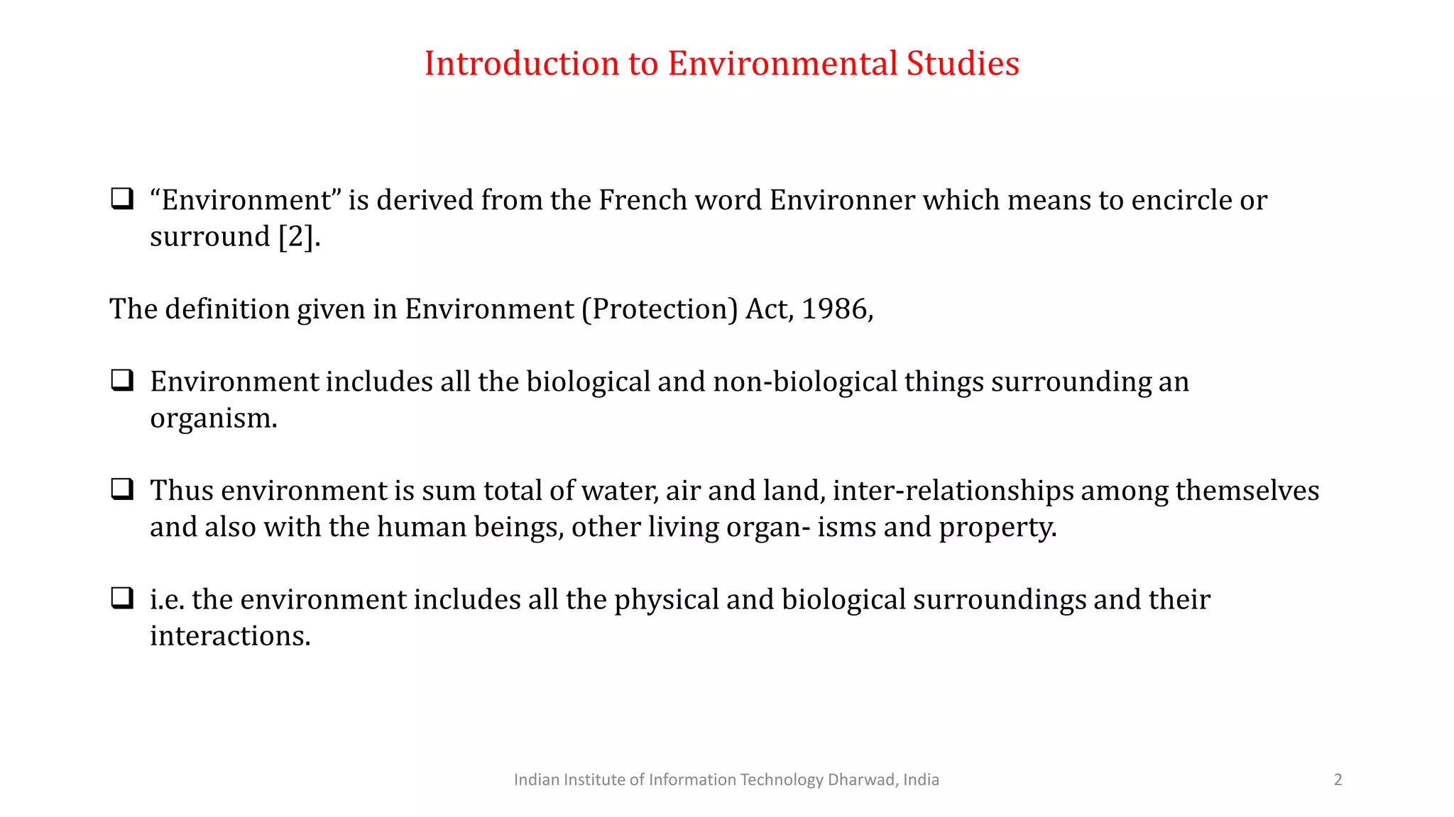 ENVIRONMENTAL STUDIES: Chapter 1: Introduction | PDF