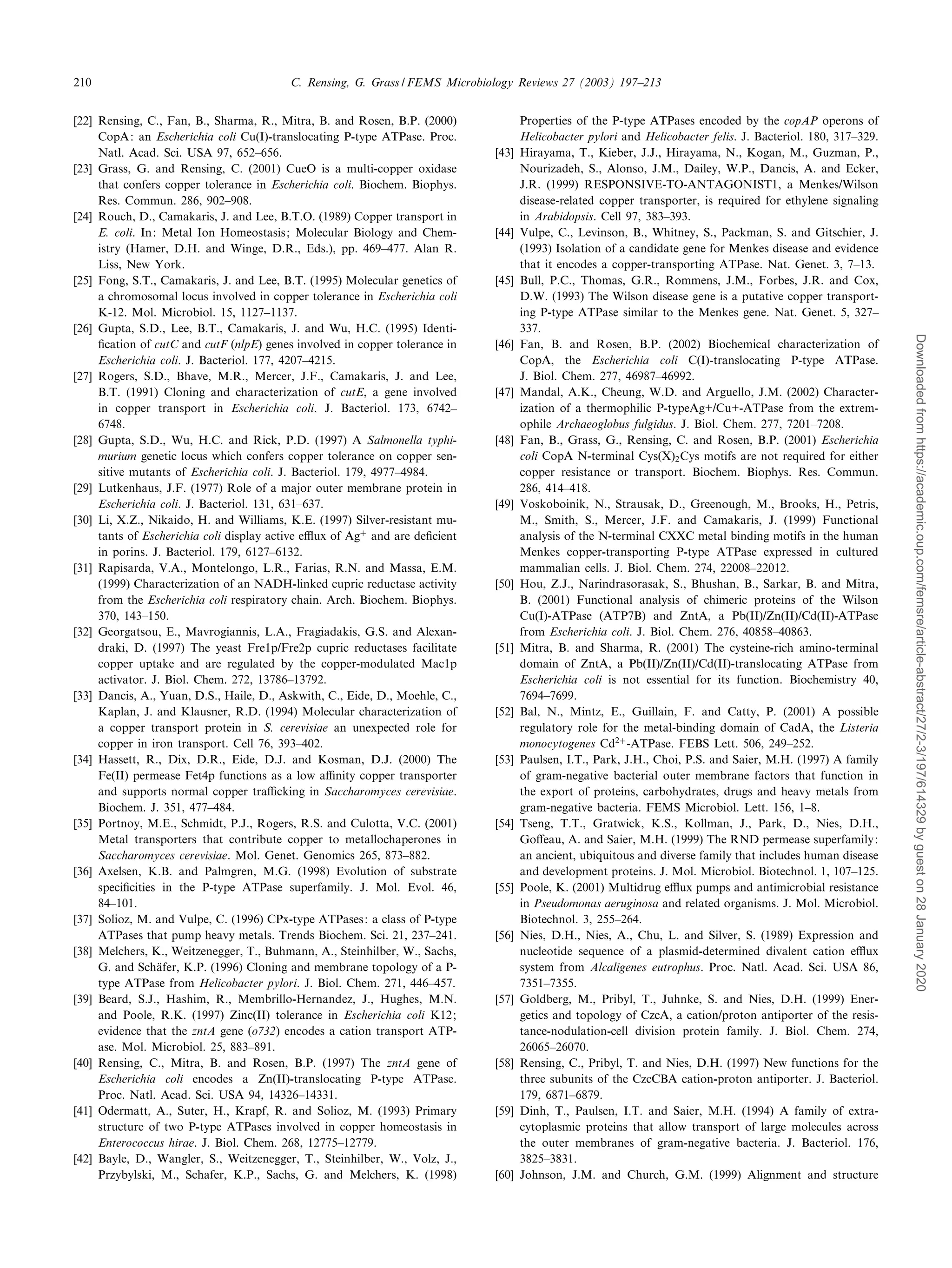 Escherichia coli mechanisms of copper homeostasis in a changing ...