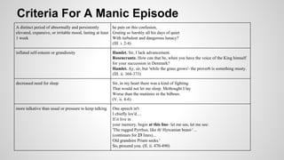 DSM Diagnostic Analysis of Shakespeare's Hamlet | PPT