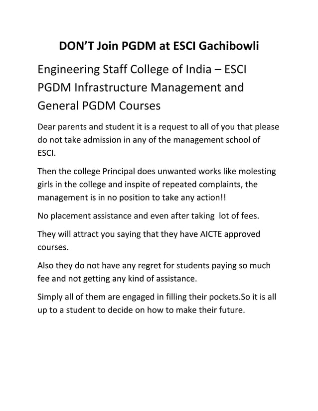 Esci pgdm | DOCX