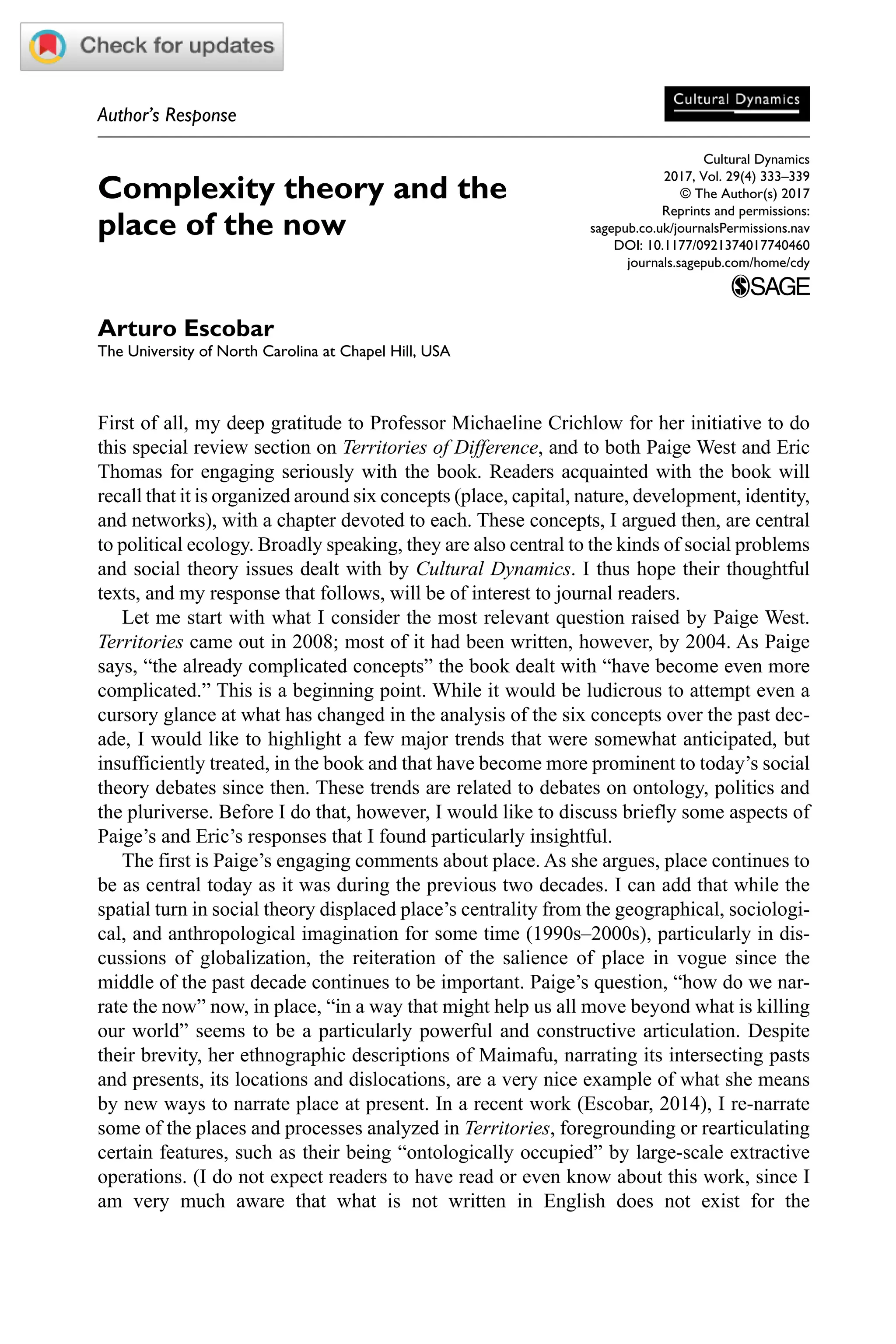 Escobar2017 cultural dynamics | PDF